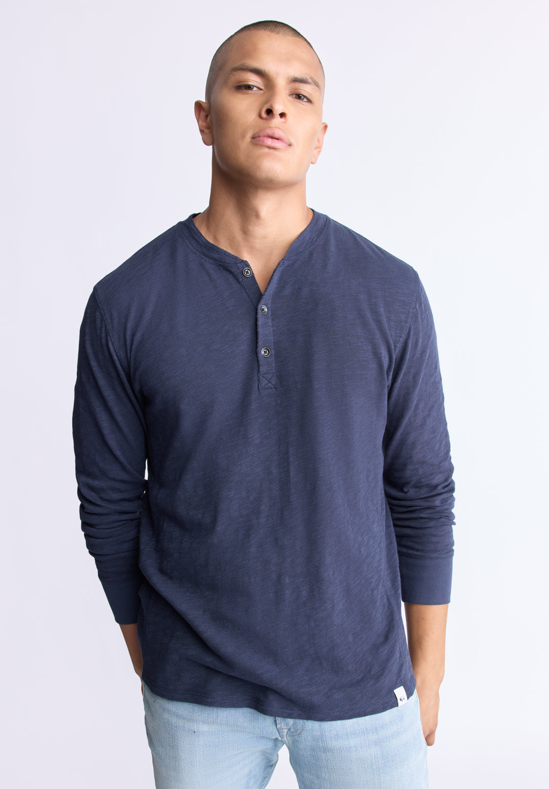 Kandid Men's Long-Sleeve Henley Top, Midnight blue – Buffalo Jeans CA